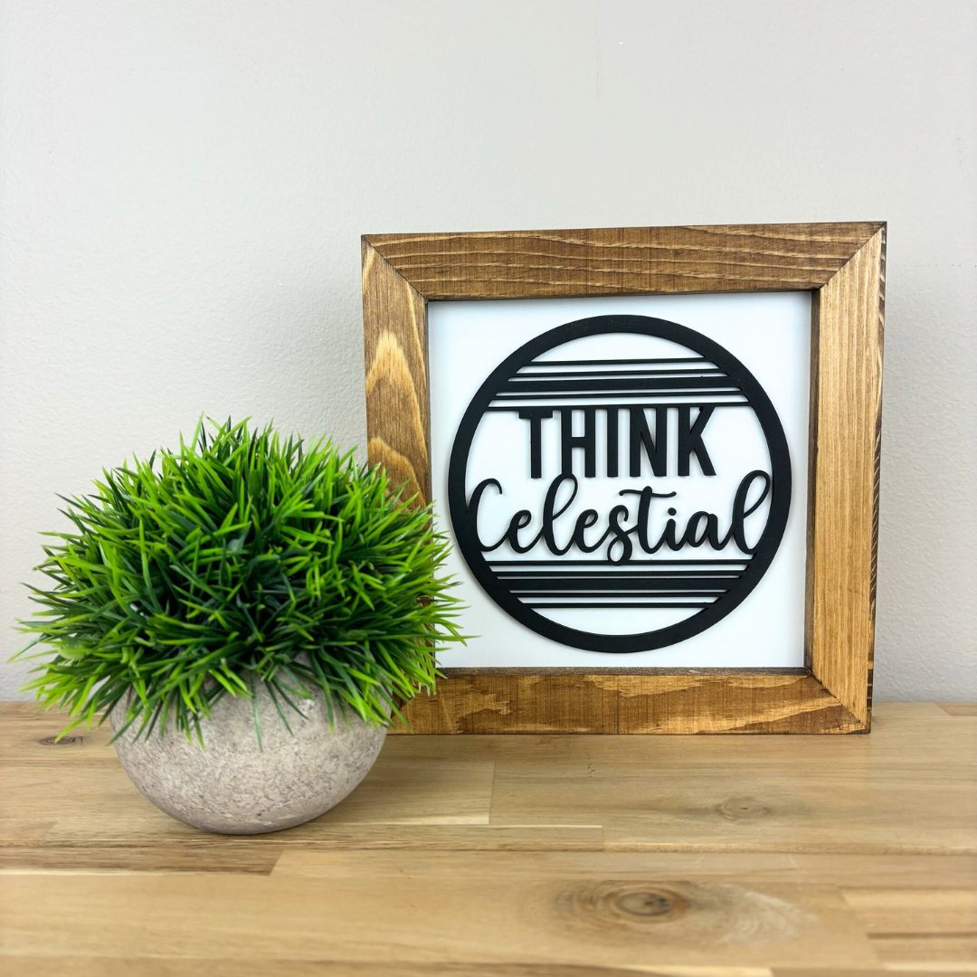 Think Celestial in a Circle | 8x8 inch Wood Framed Sign – The Handmade ...