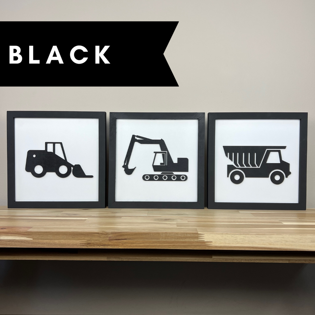 Construction Truck | 11x11 inch Wood Sign | Construction Room Decor ...