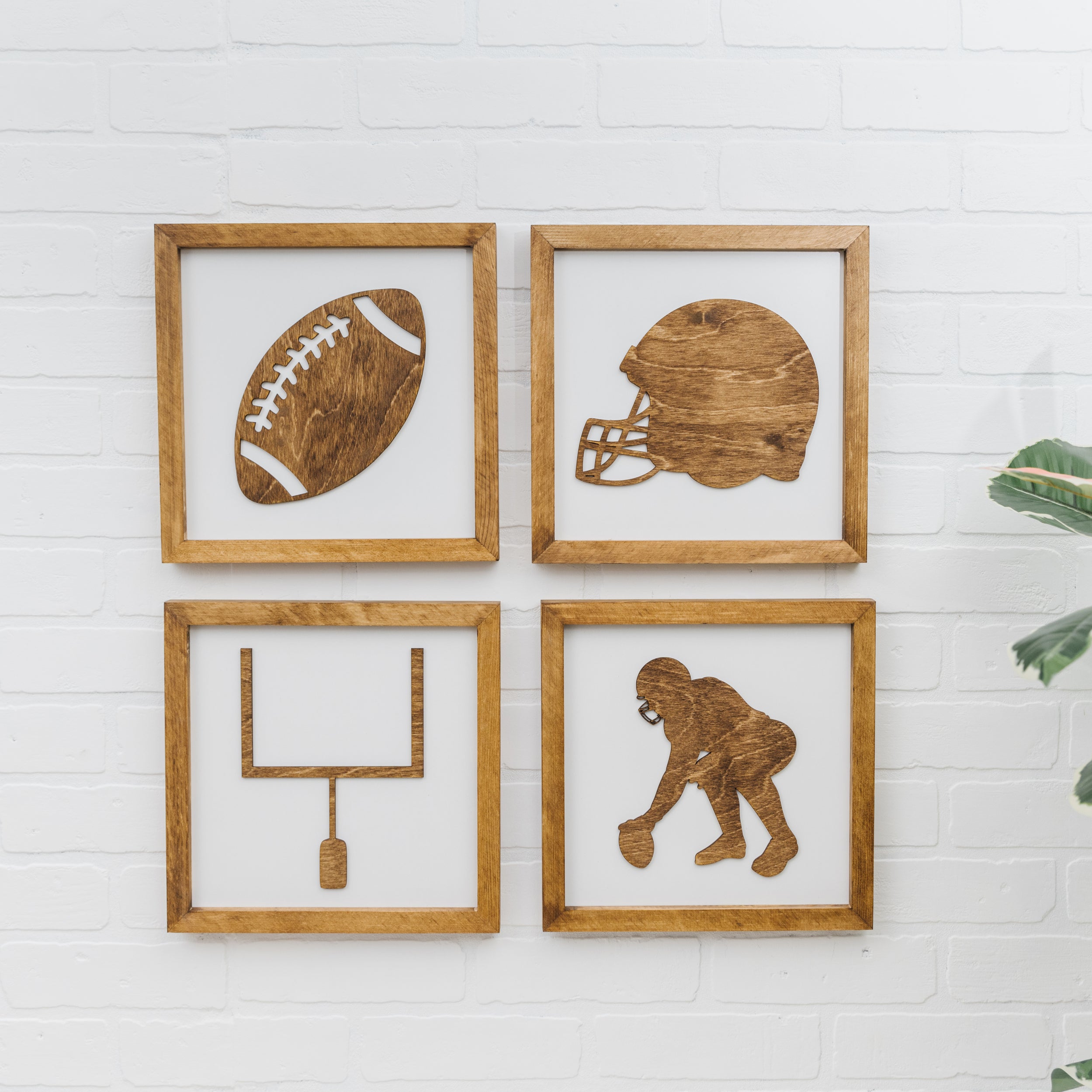 Football Set of 4 Signs | Helmet, Field Goal, Silhouette, Football | 1 ...