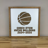 CUSTOM Write-On BASKETBALL Coach Appreciation Gift | 16x16 inch Sign ...