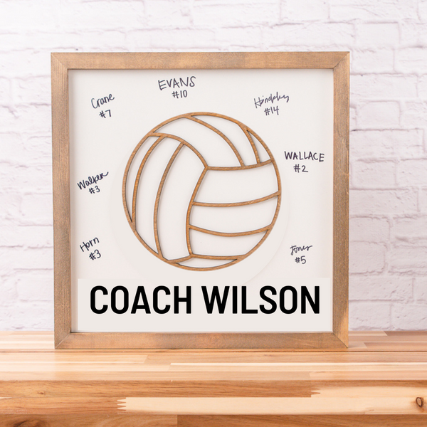CUSTOM Write-On VOLLEYBALL Coach Appreciation Gift with Black Letterin ...