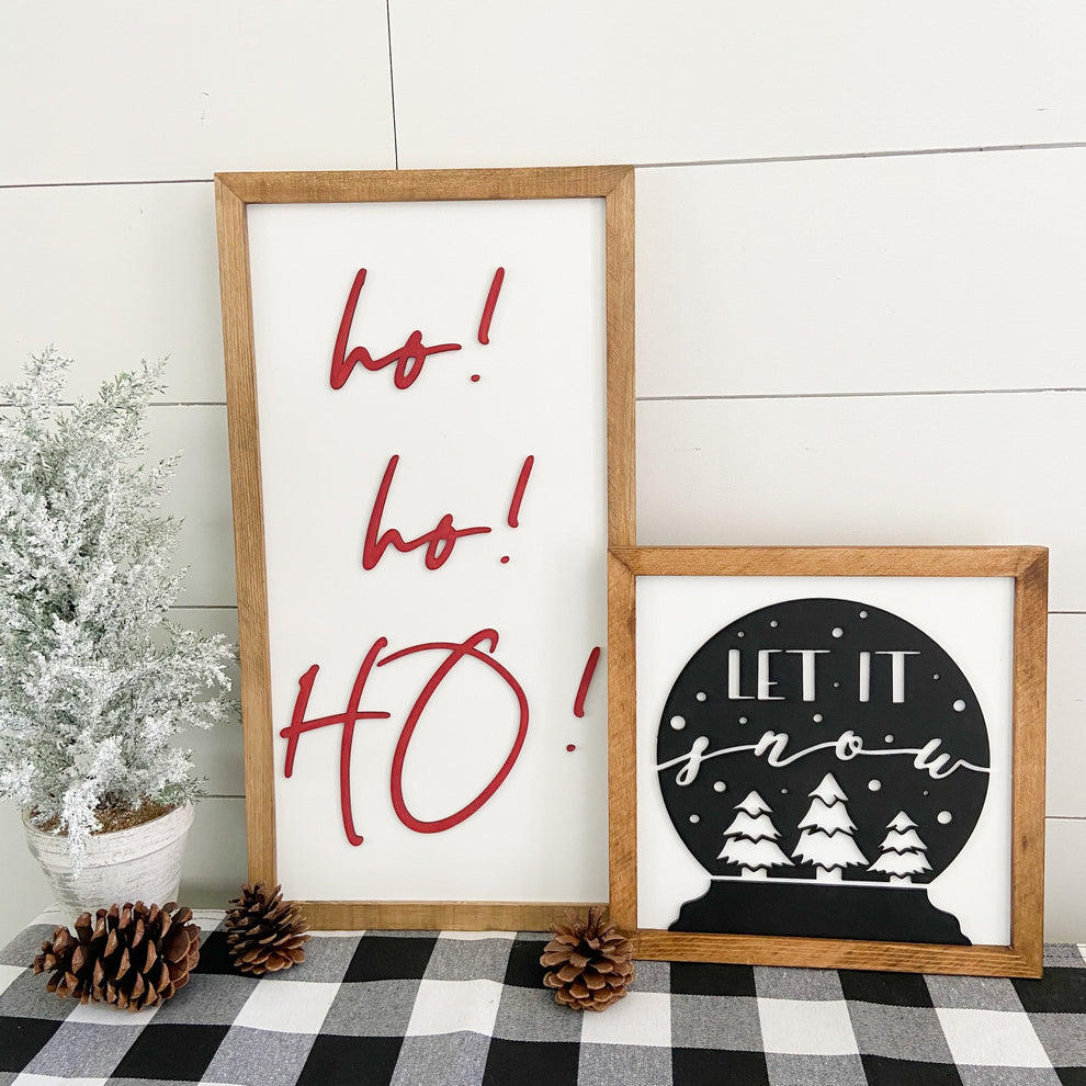 Ho! Ho! Ho! | 11x21 inch Wood Framed Sign – The Handmade Sign Co.