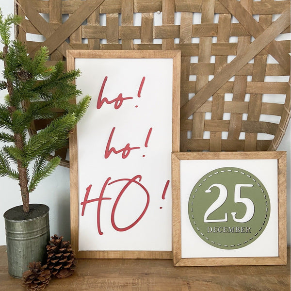 Ho! Ho! Ho! | 11x21 inch Wood Framed Sign – The Handmade Sign Co.