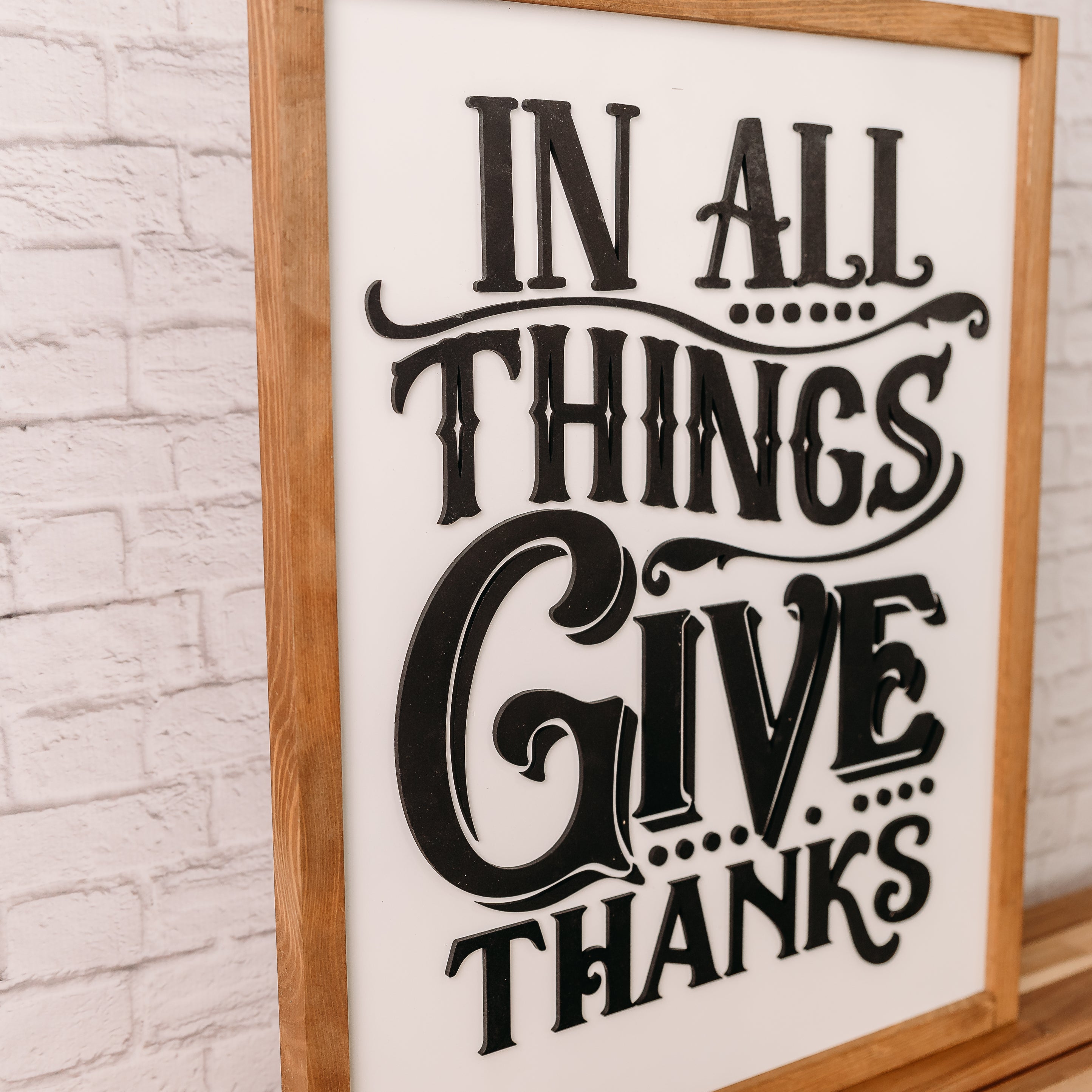 Give Thanks Wood Sign – “In All Things Give Thanks” Rustic Fall Wall D ...