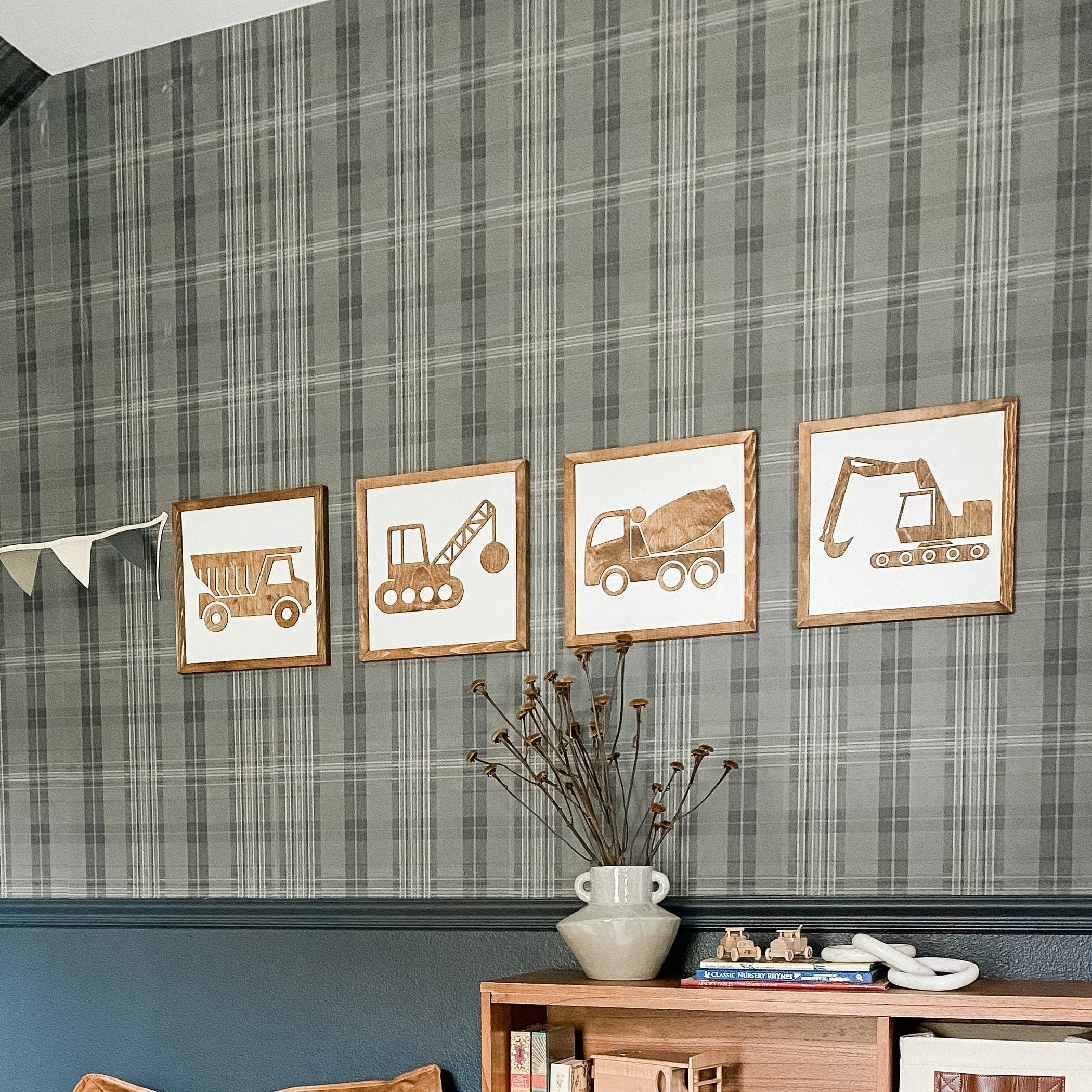 Construction Truck | 11x11 inch Wood Sign | Construction Room Decor ...