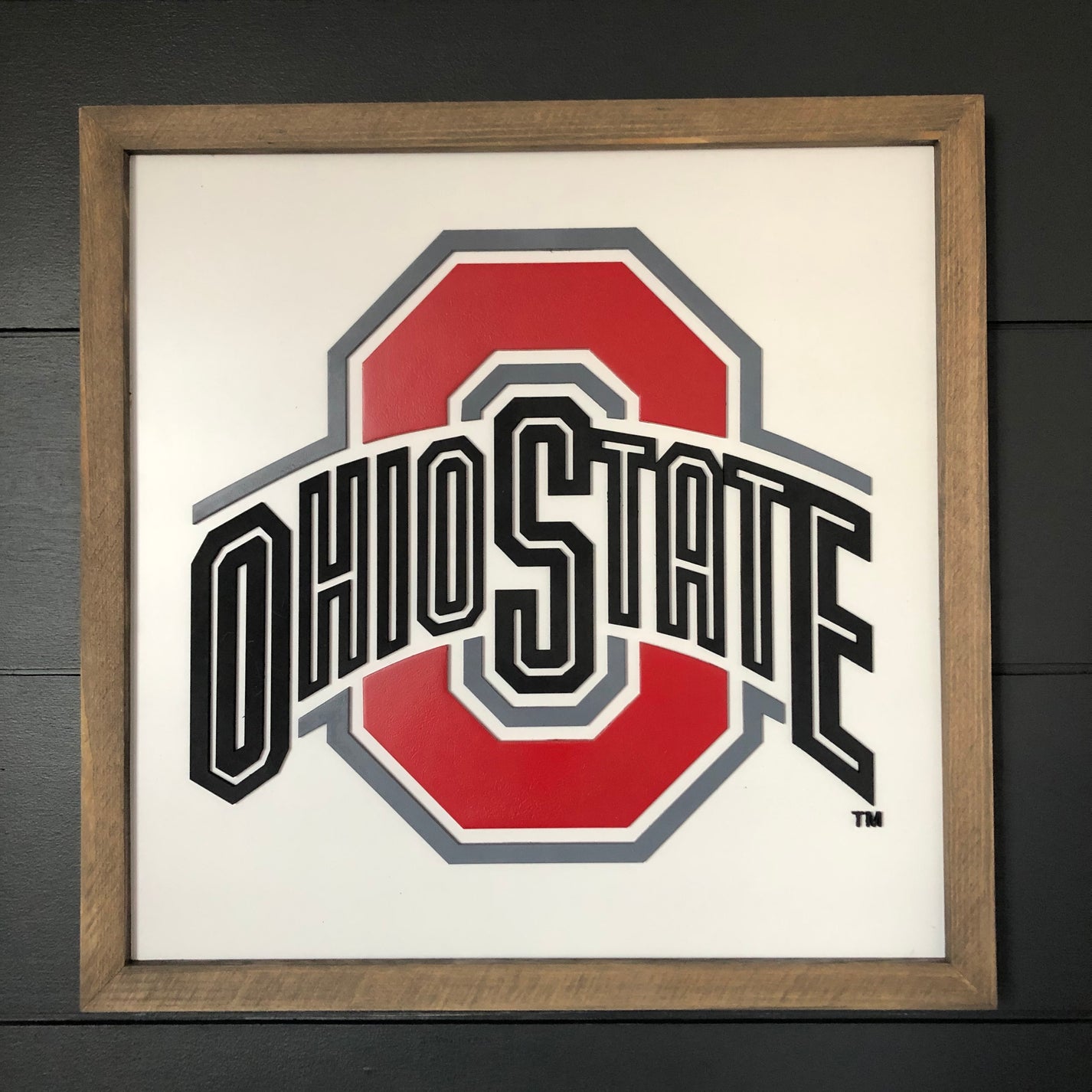 Ohio State Logo | 16x16 inch Wood Framed Sign | 3D Lettering – The ...